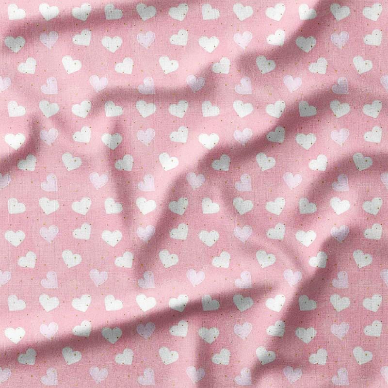 Pink White Heart Fabric - Etsy UK