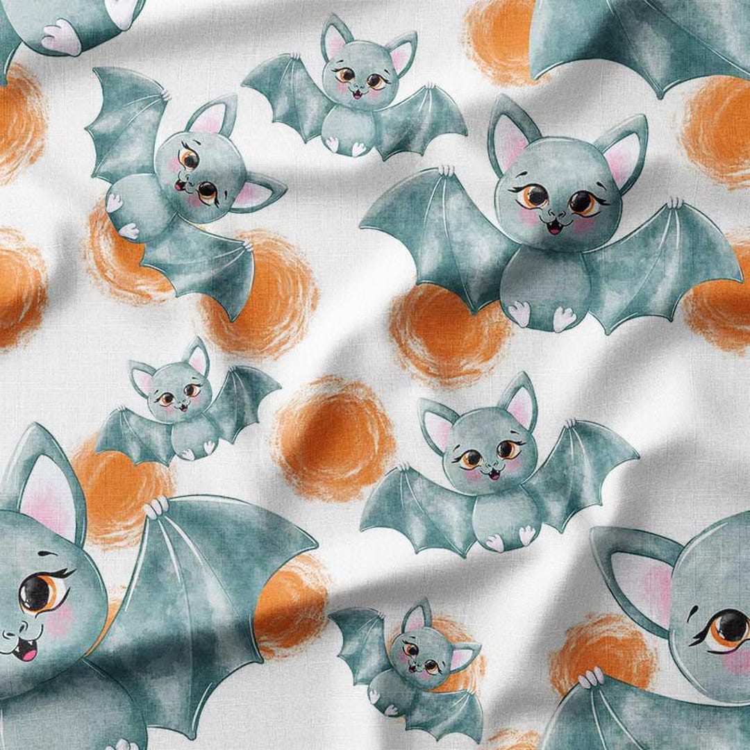 Cute Bats Cotton Fabric by the Yard Playful Halloween Bats Design for ...