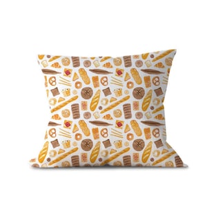 Bakery Bread and Pastries on White Cotton Fabric by the Yard - Fun and ...