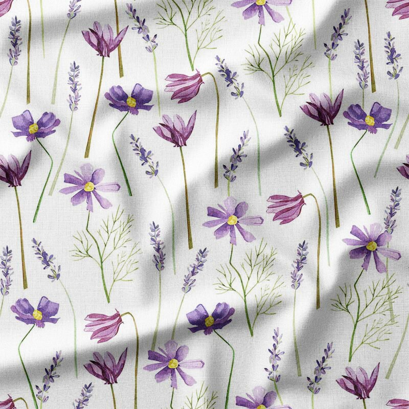 Purple Floral Fabric - Etsy