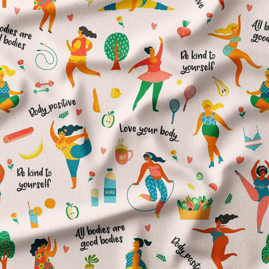 Cotton Fabric by the Yard – Body Positive and Self-care Design With ...