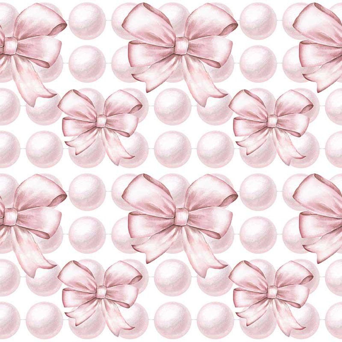 Pink Bows and Pearls Fabric: Lightweight Cotton for Quilting (by the ...