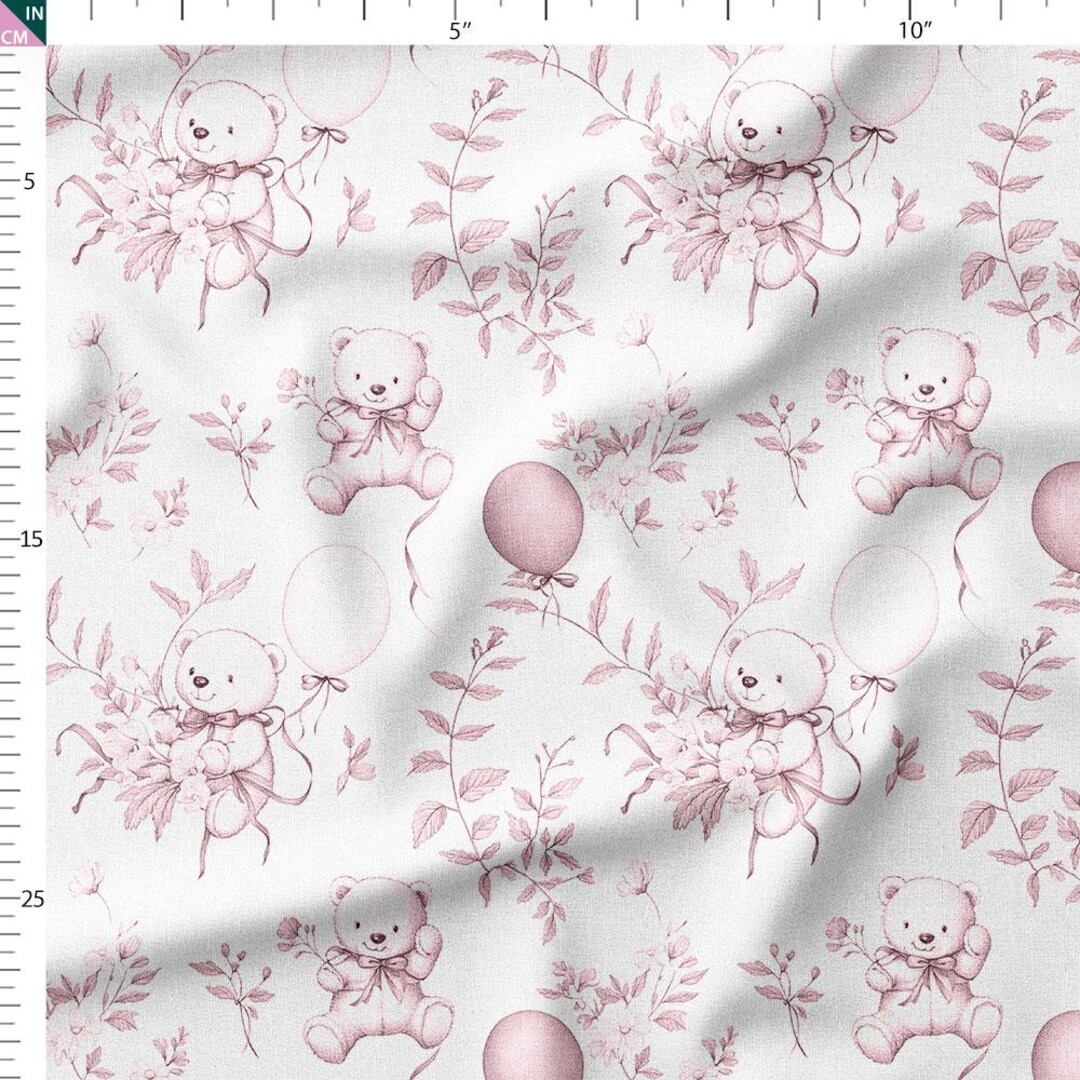 Cotton Fabric by the Yard – Baby Toile With Teddy Bears & Balloons ...