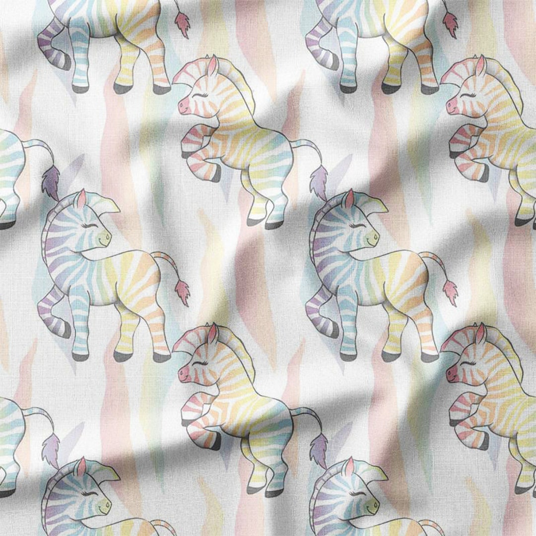 Rainbow Zebra Fabric by the Yard for Sewing DIY Home Decor Cotton ...