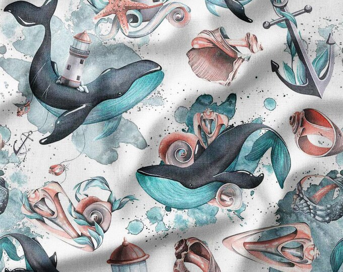 Nautical Kids Fabric Sea Blue Pattern by Juliabadeeva Navy Sea ...