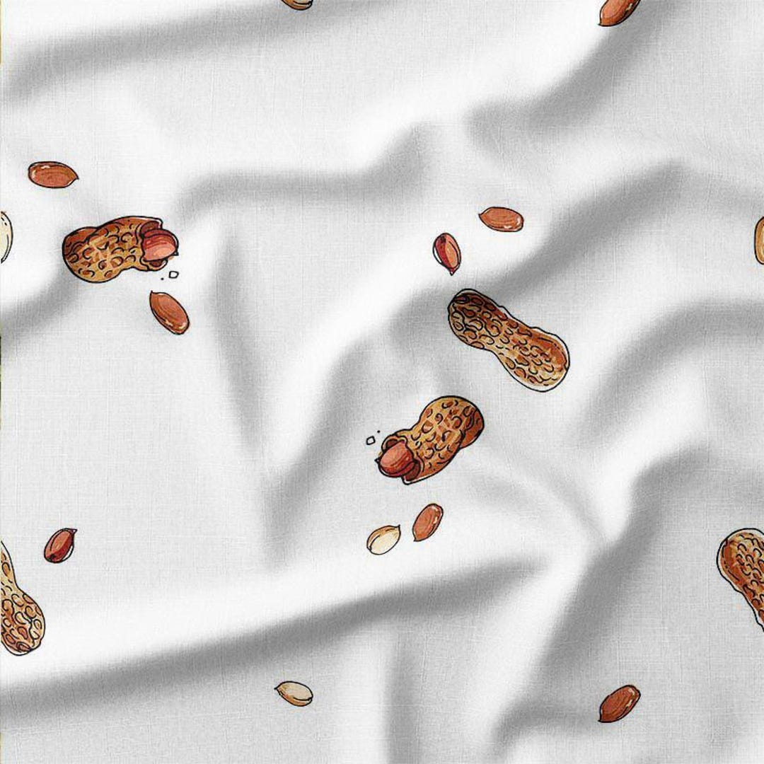 Peanuts in Shells on White Cotton Fabric by the Yard – Fun Nutty Design ...