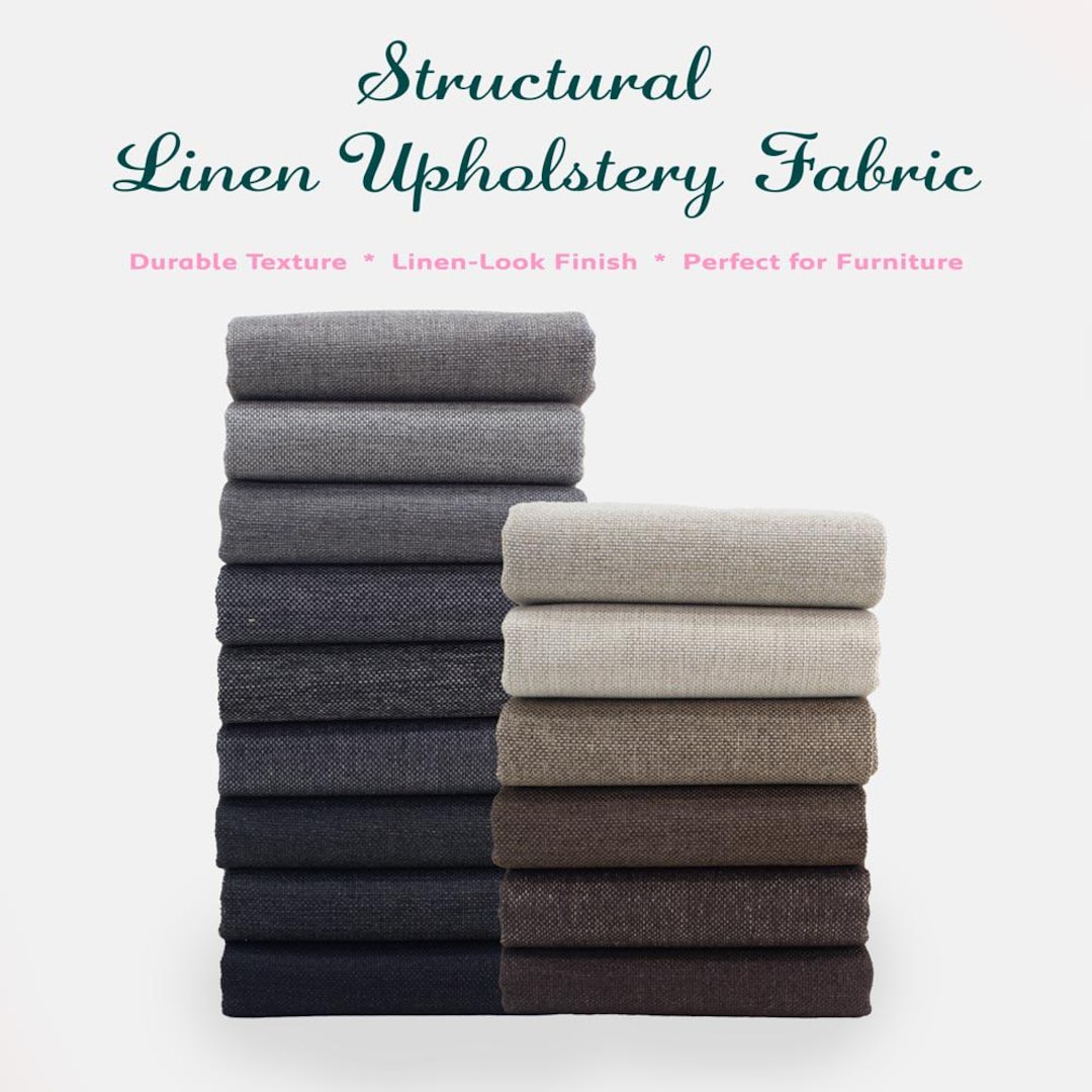 Structural Linen-look Upholstery Fabric by the Yard – Durable Woven ...