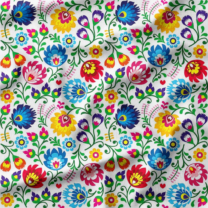 Folk Floral Fabric - Etsy