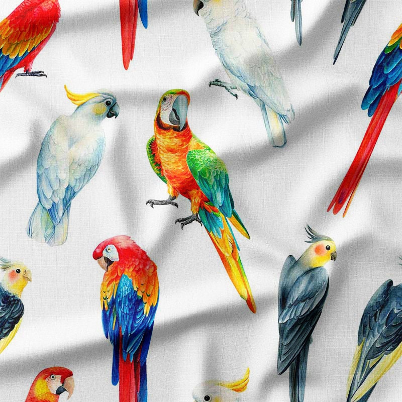 Colorful Parrot Cotton Fabric by the Yard Vibrant Tropical Bird Print ...
