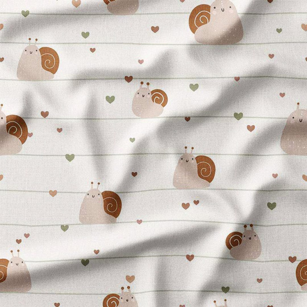 Snails and Hearts Cotton Fabric by the Yard Cute Snails With Hearts ...