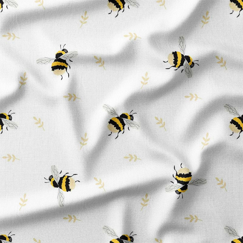 Bee Cotton Fabric by the Yard Adorable Bees and Leaves Design for ...