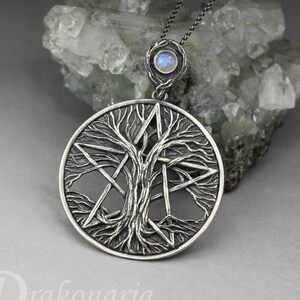 Tree Pentacle, Silver Pendant With a Moonstone, Moonstone Pentacle ...