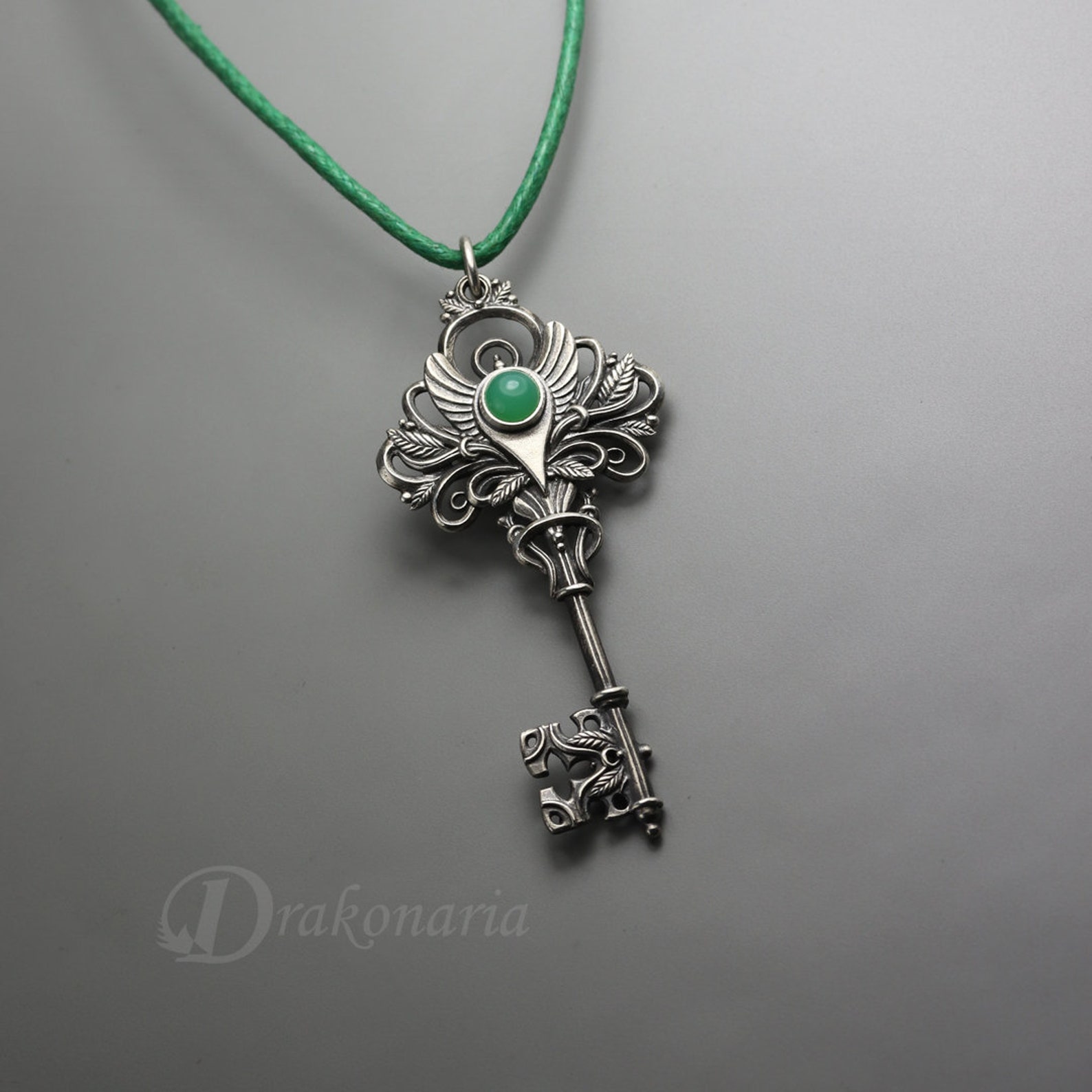 Magic Key - Silver Key Pendant, Magical Key Gemstone Necklace, Amethyst ...