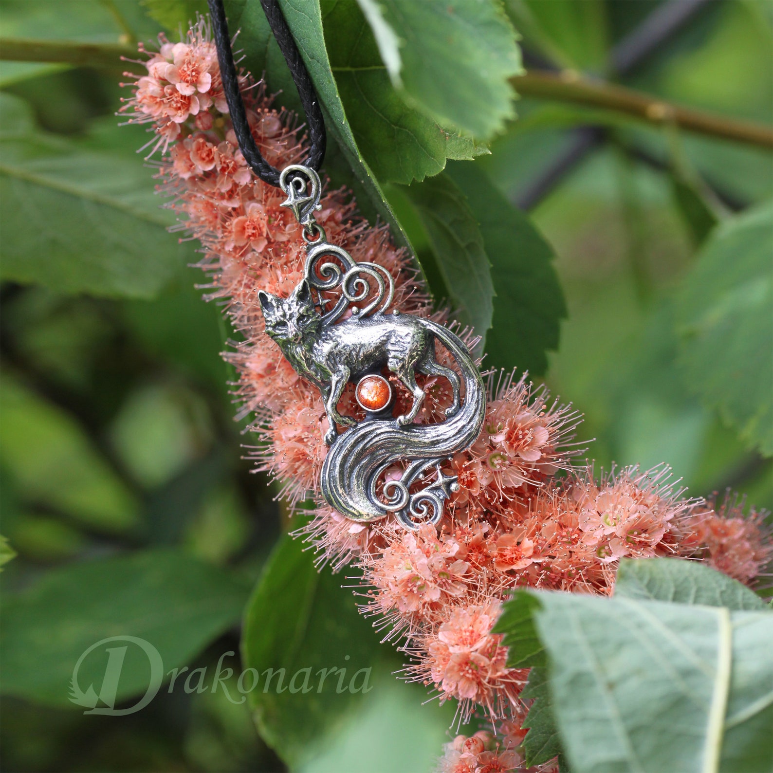 Fox Magic - Sterling Silver Fox, Fox Pendant, Sunstone Fox, Celestial ...