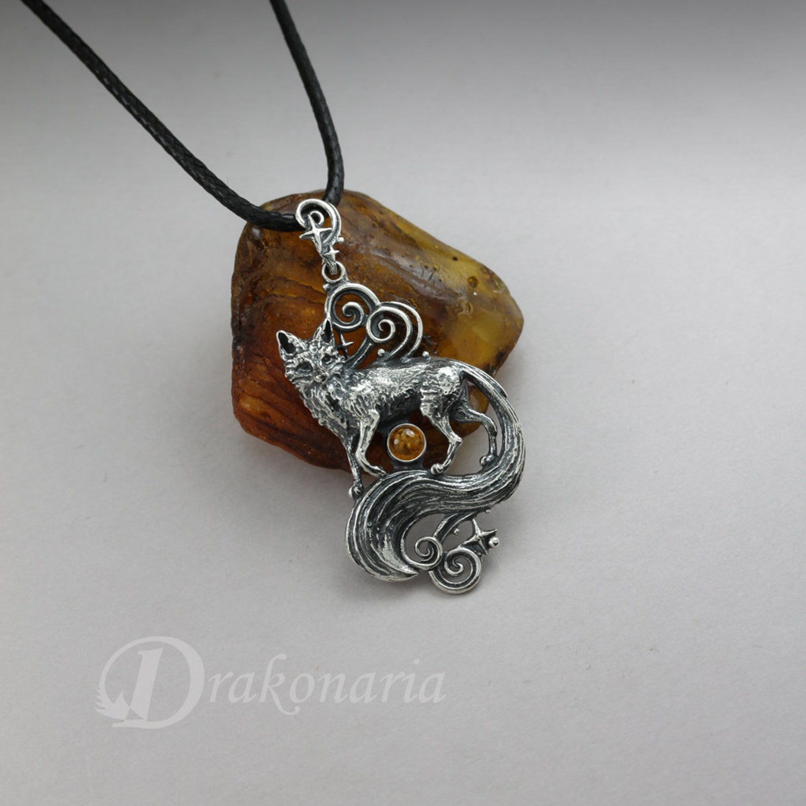 Fox Magic - Sterling Silver Fox, Fox Pendant, Sunstone Fox, Celestial ...