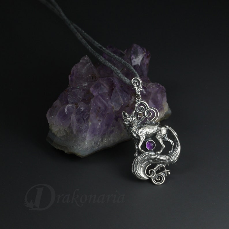 Fox Magic Sterling Silver Fox Fox Pendant Sunstone Fox | Etsy