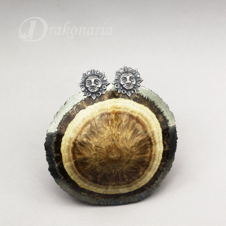 Sun Set, Silver Solar Pendant and Sun Studs, Pendant and Earrings Set ...
