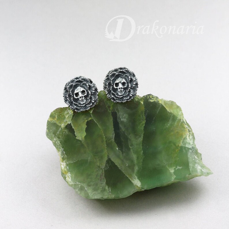 Dark Flowers, Fleur De Mort, Sterling Silver, Skull Flower Earrings ...