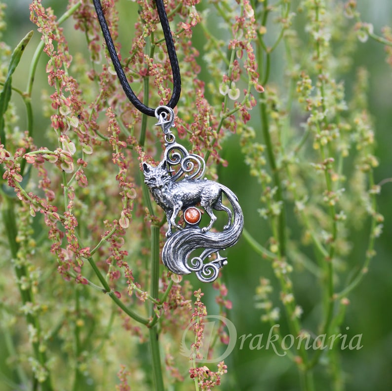 Fox Magic - Sterling Silver Fox, Fox Pendant, Sunstone Fox, Celestial ...
