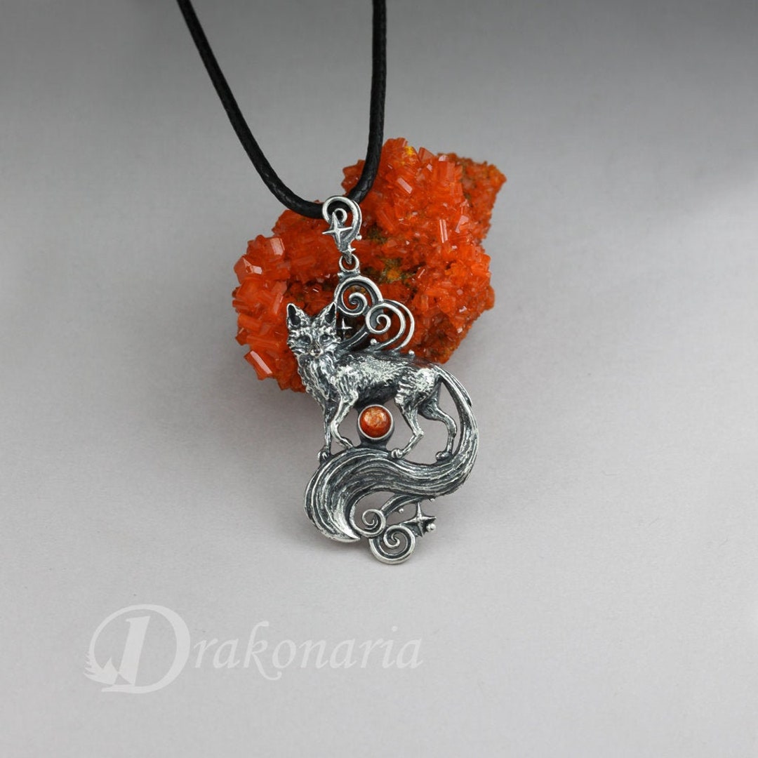 Fox Magic - Sterling Silver Fox, Fox Pendant, Sunstone Fox, Celestial ...