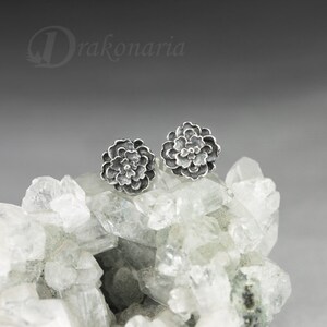 Silver Garden - Tiny Sculpted Flowers, Sterling Silver, Flower Earrings ...