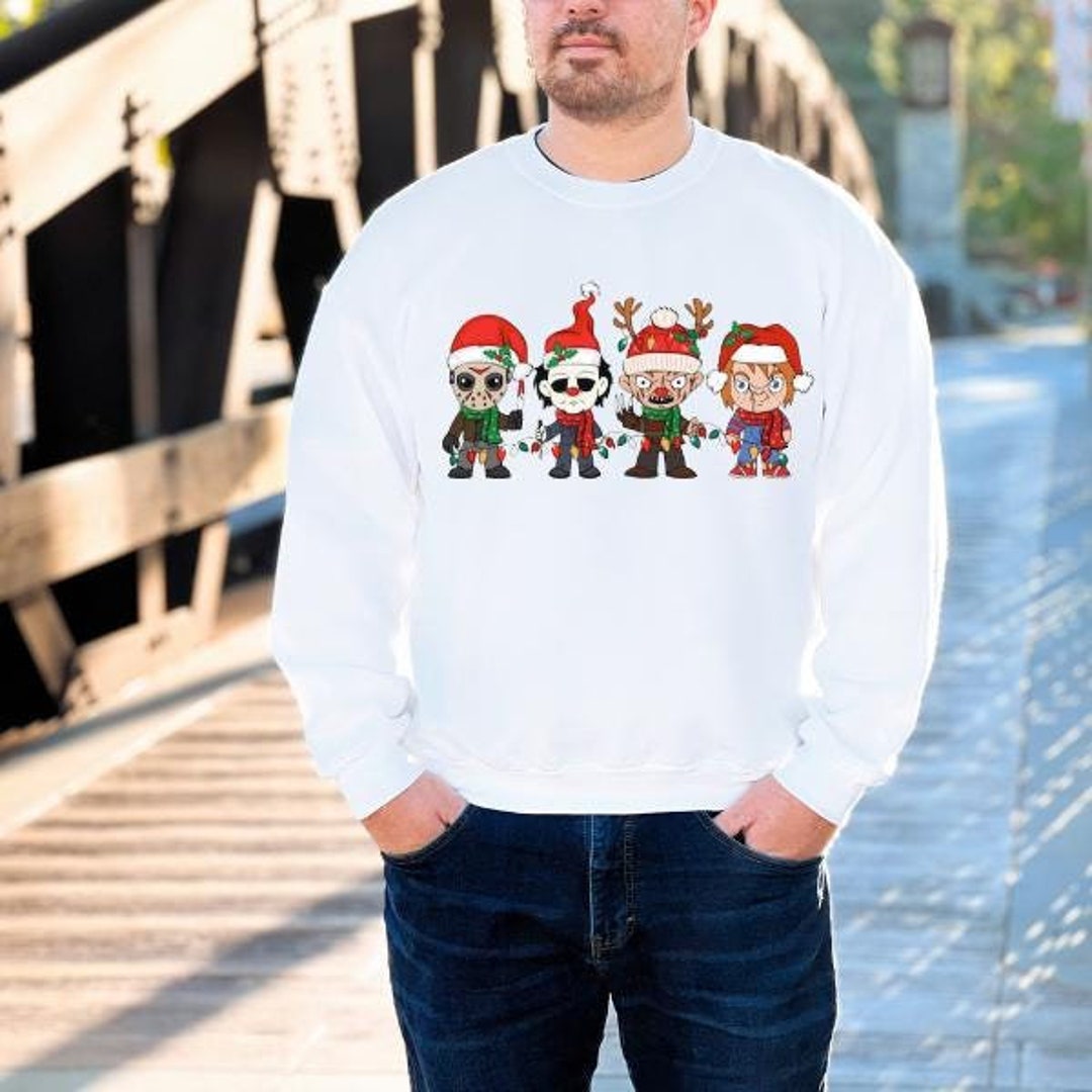 Horror Movie Christmas Friends Sweater, Cute Scary Movies Christmas ...