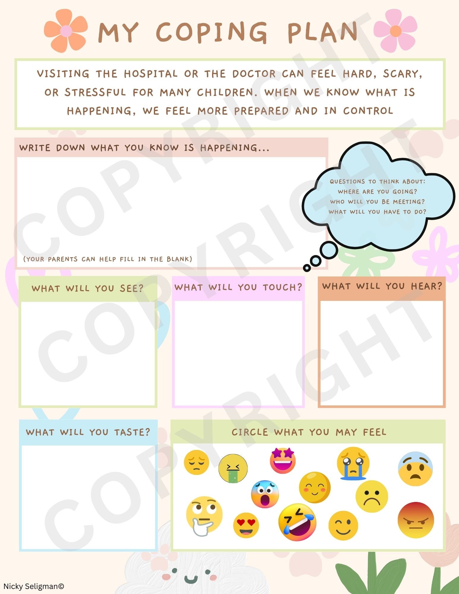 Coping Plan Worksheet for Doctor / Hospital Visit - Etsy
