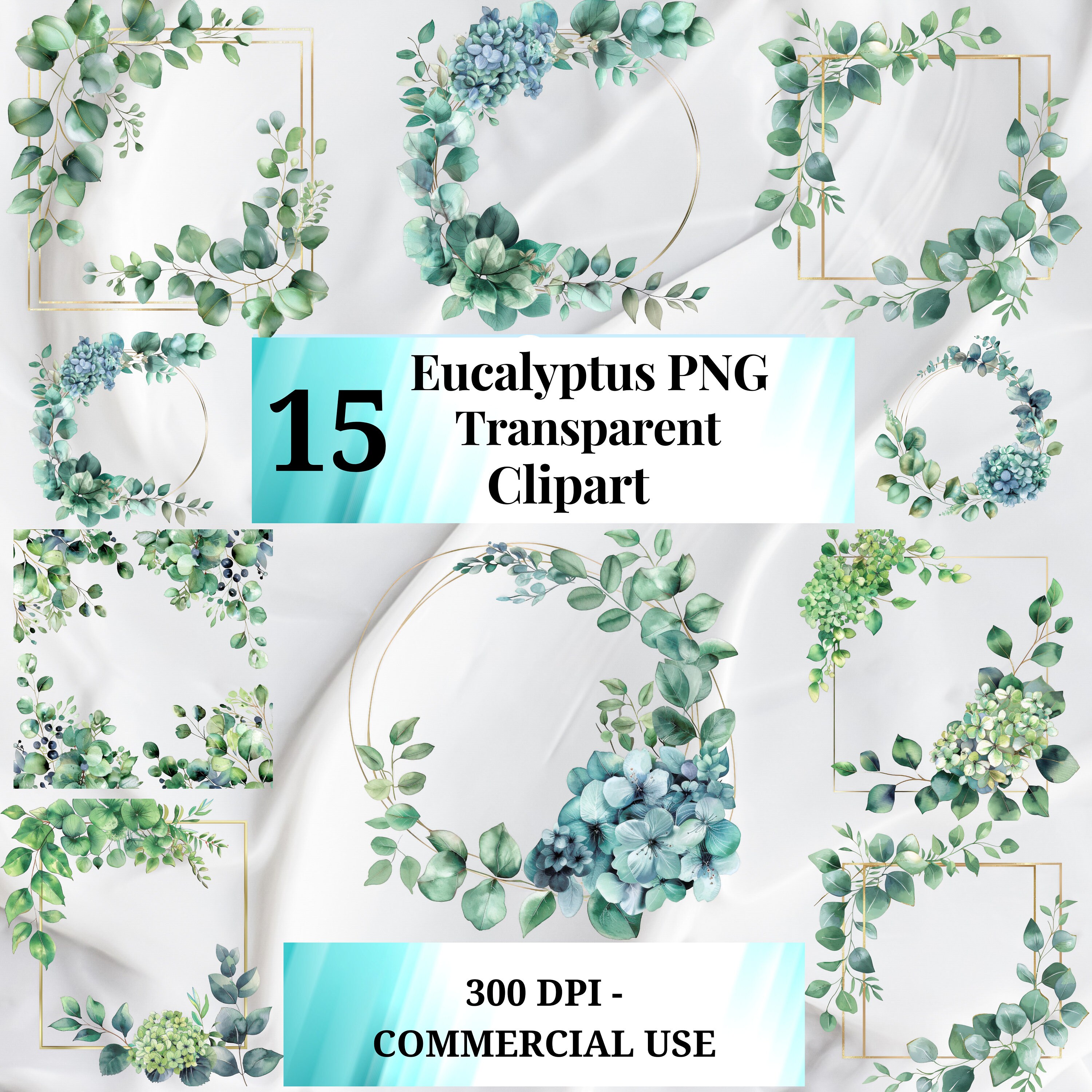 Eucalyptus Leaves Clipart Watercolor Eucaliptus Leaves Frames and ...