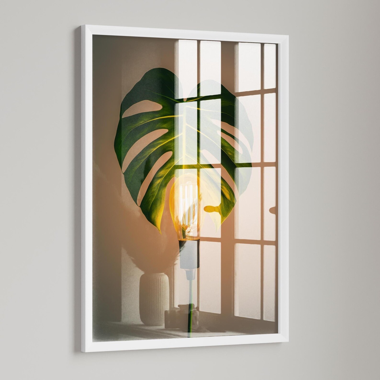 Monstera Leaf Light Bulb Art I Tropical Botanical Wall Print With ...
