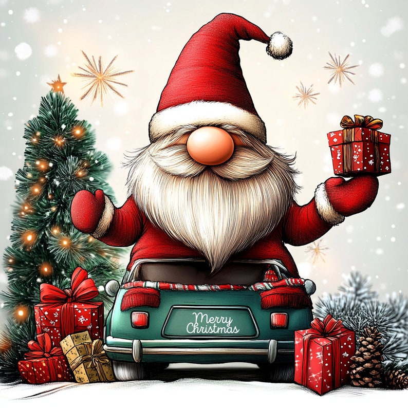 18 JPG Christmas Gnomes Clipart, Red Green Christmas, High Quality, JPG ...
