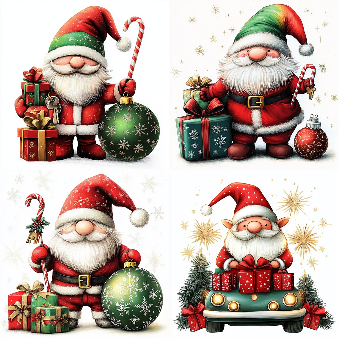 18 JPG Christmas Gnomes Clipart, Red Green Christmas, High Quality, JPG ...