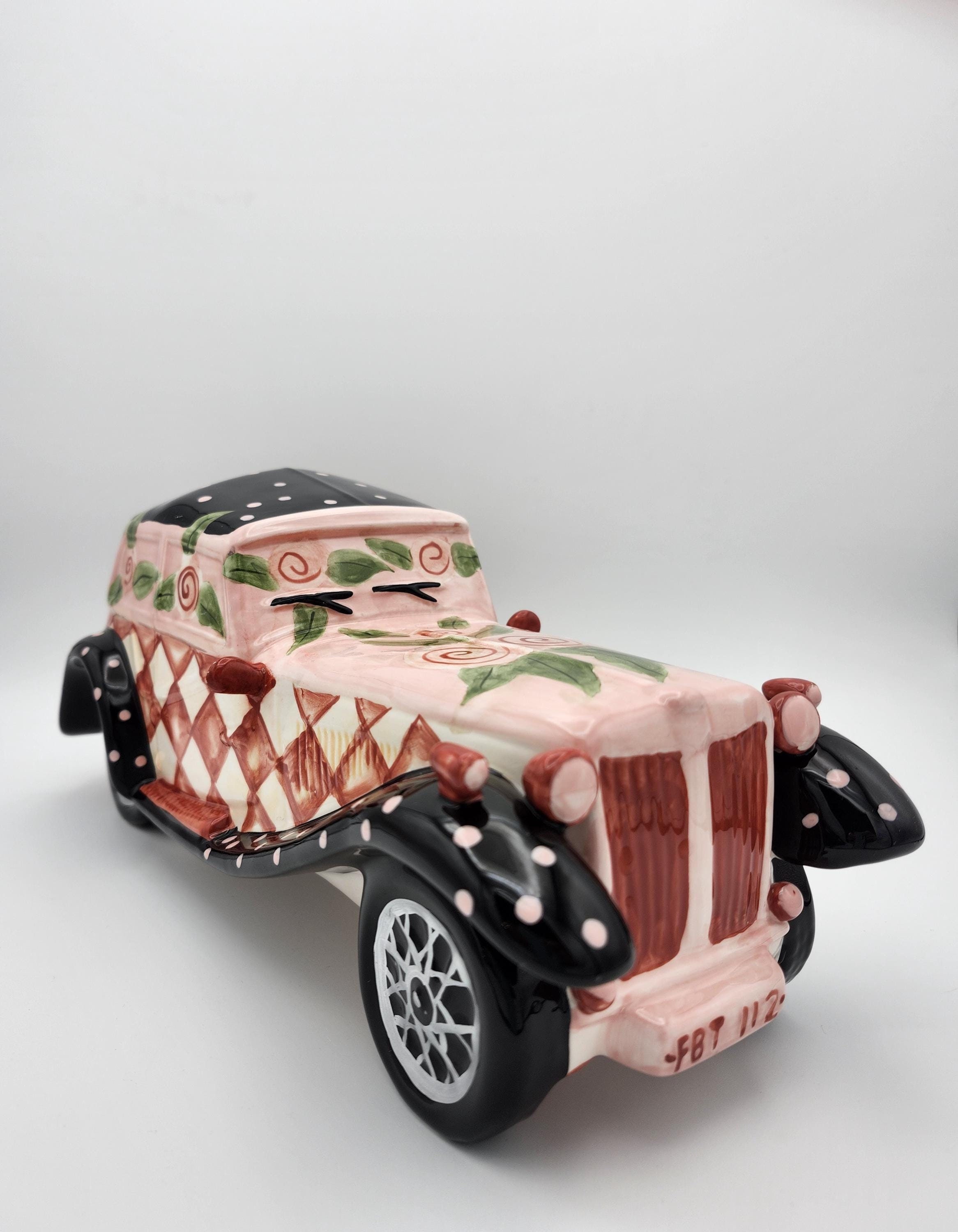 Vintage Ceramic Car Handpainted Pink/black Car Home Decor - Etsy