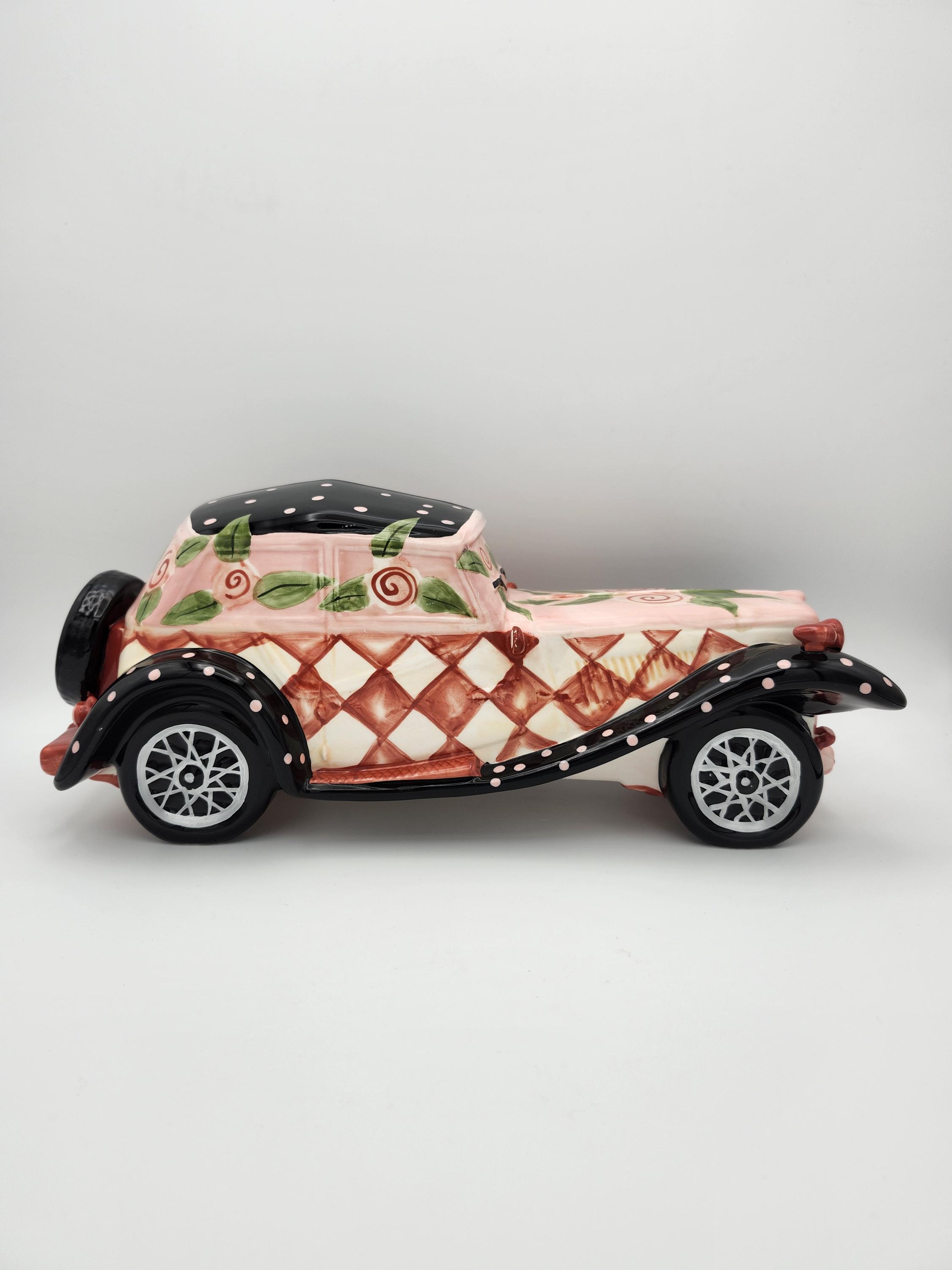 Vintage Ceramic Car Handpainted Pink/black Car Home Decor - Etsy