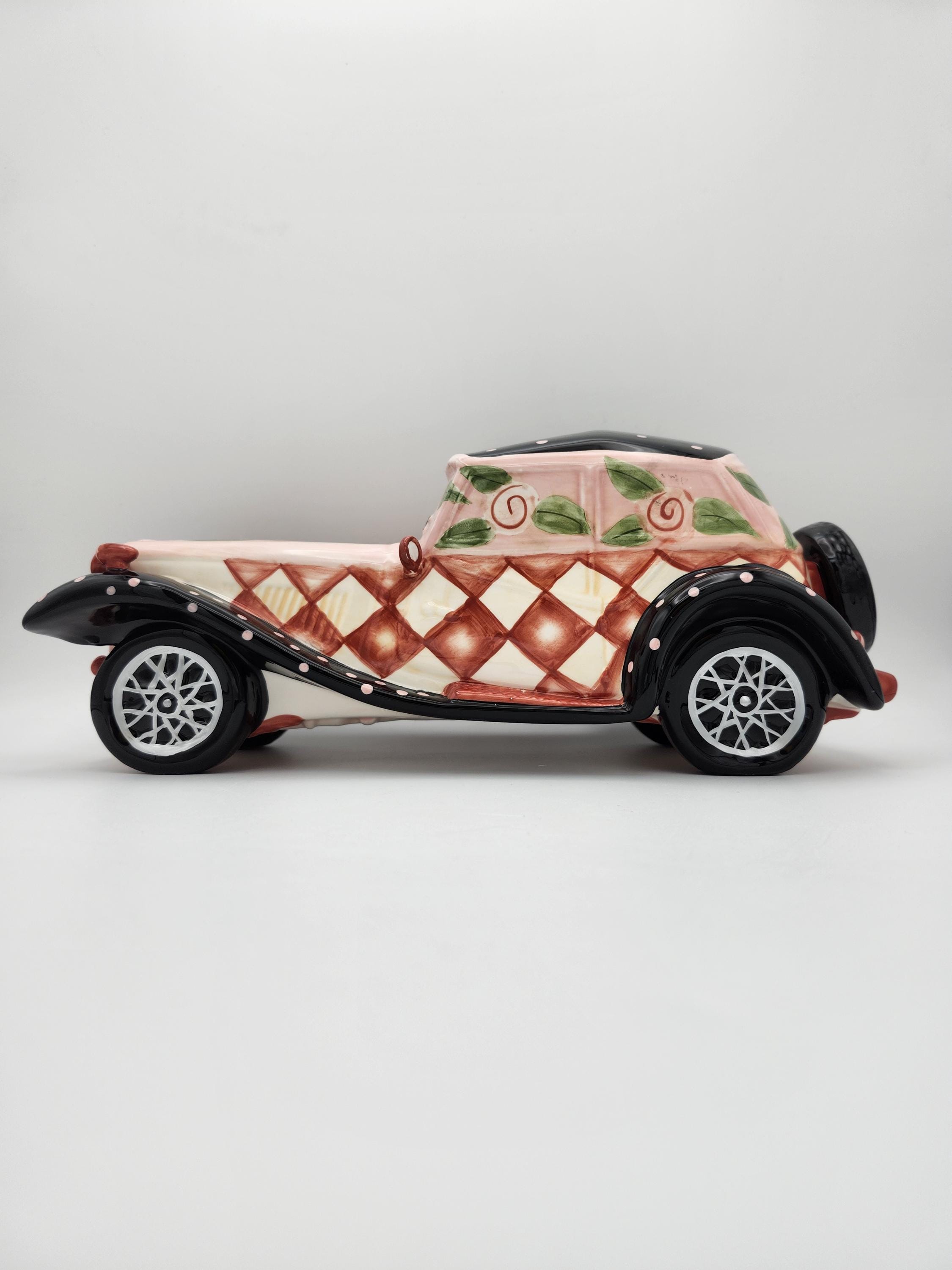 Vintage Ceramic Car Handpainted Pink/black Car Home Decor - Etsy