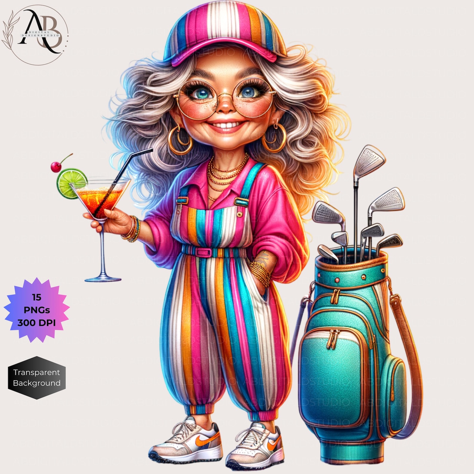 Lady Golfer PNG Clipart: Senior Grandma Golfing (digital Download -15 ...