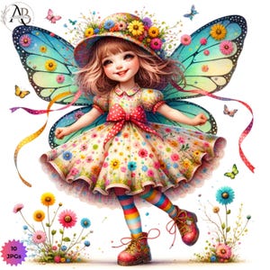 Spring Fairy Clip Art Spring Girls With Daisy Flowers 10JPG Quirky Girl ...