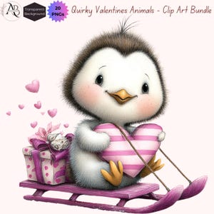 Watercolor Valentines Animals Clipart: 20 PNG Bundle (digital Download ...