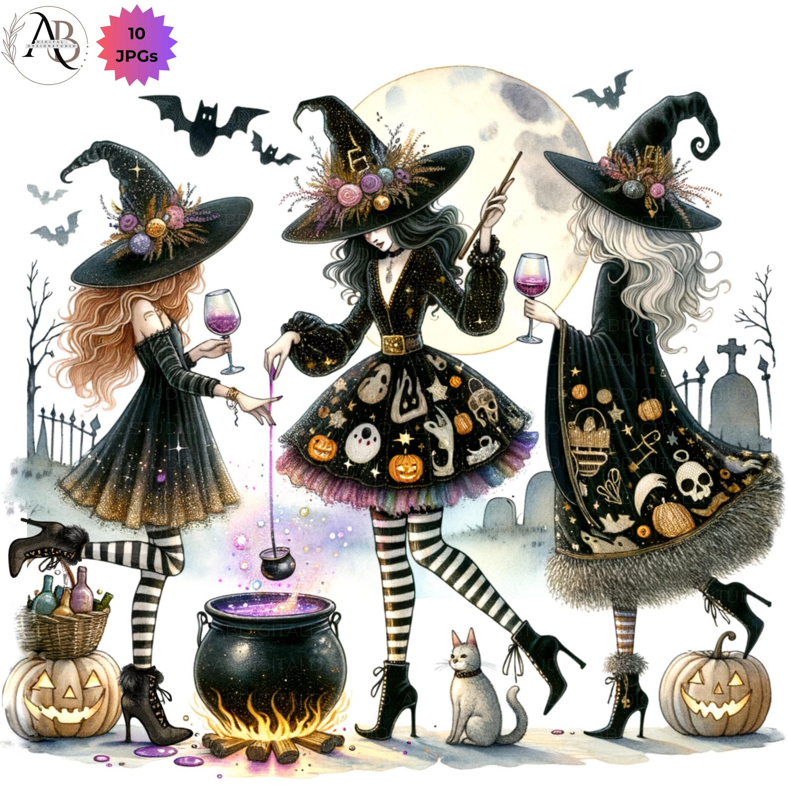 Halloween Witch Dance Party Clip Art 10JPG Best Friends Clipart ...