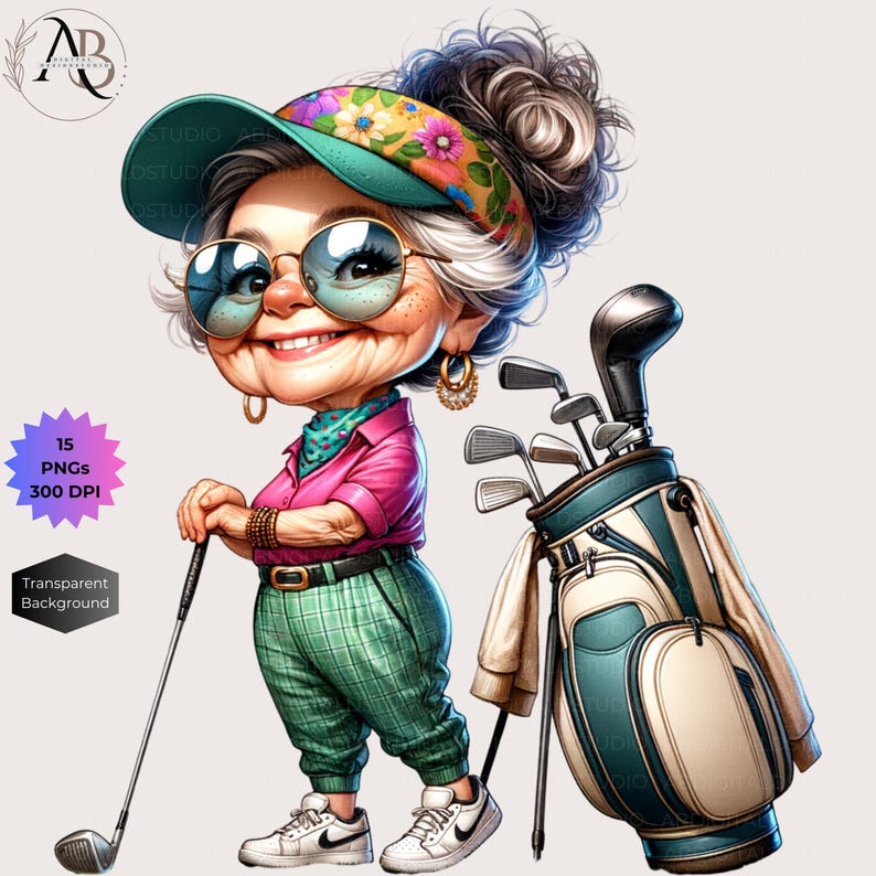 Lady Golfer PNG Clipart: Senior Grandma Golfing (digital Download) - Etsy