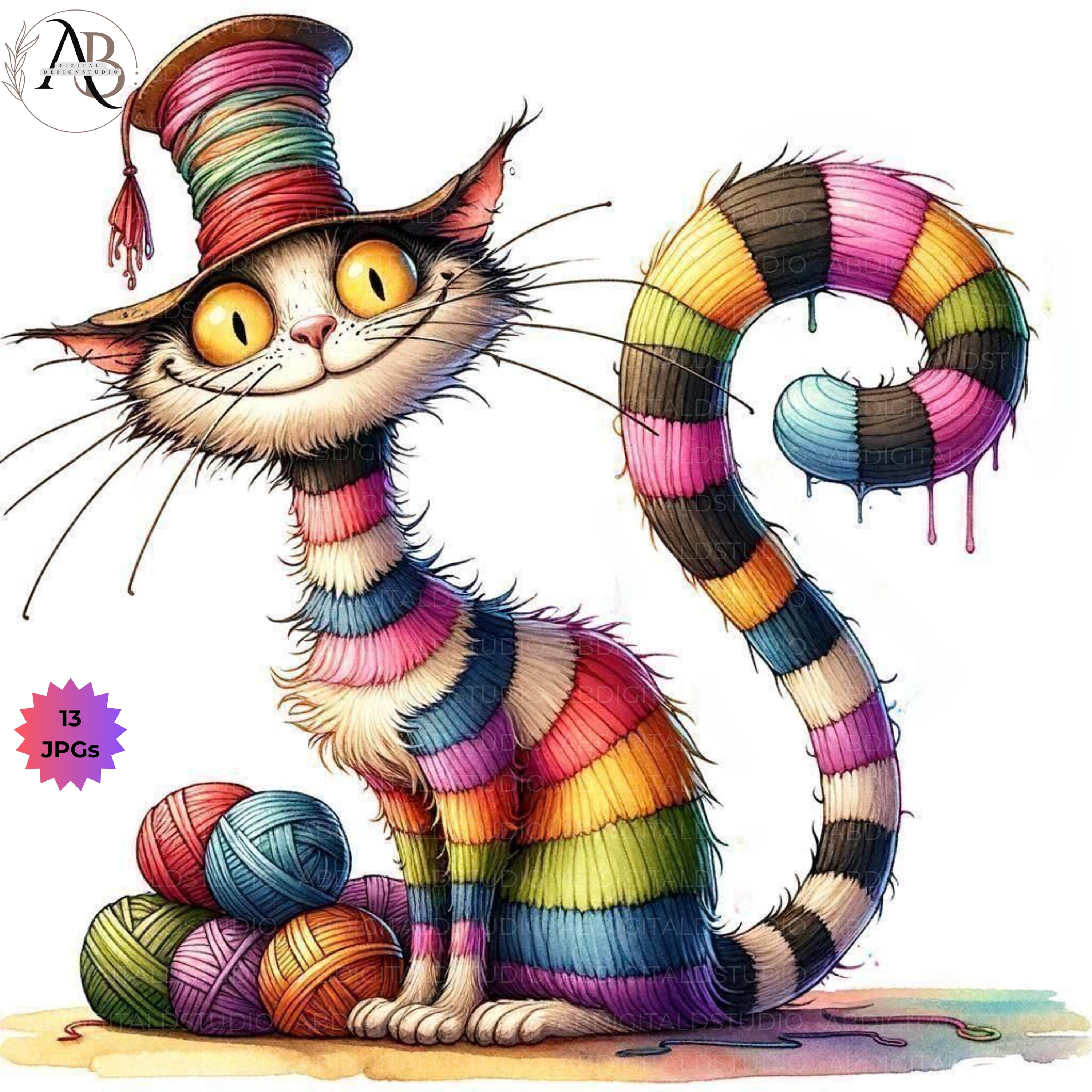 Quirky Cat Funny Cat Kittens Cartoon Frazzled Cat 13JPG Clipart Playful ...
