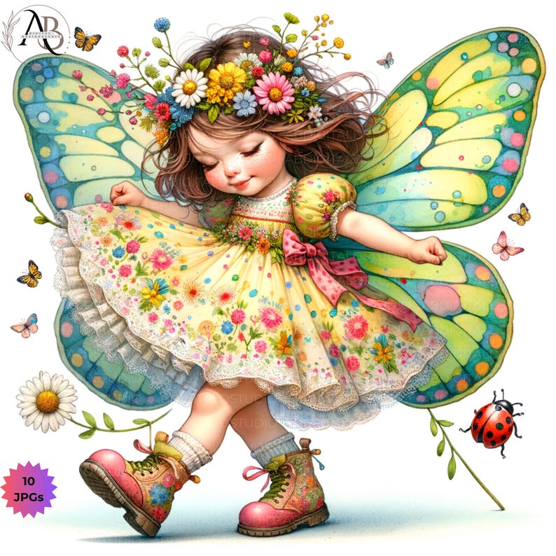 Spring Fairy Clip Art Spring Girls With Daisy Flowers 10JPG Quirky Girl ...
