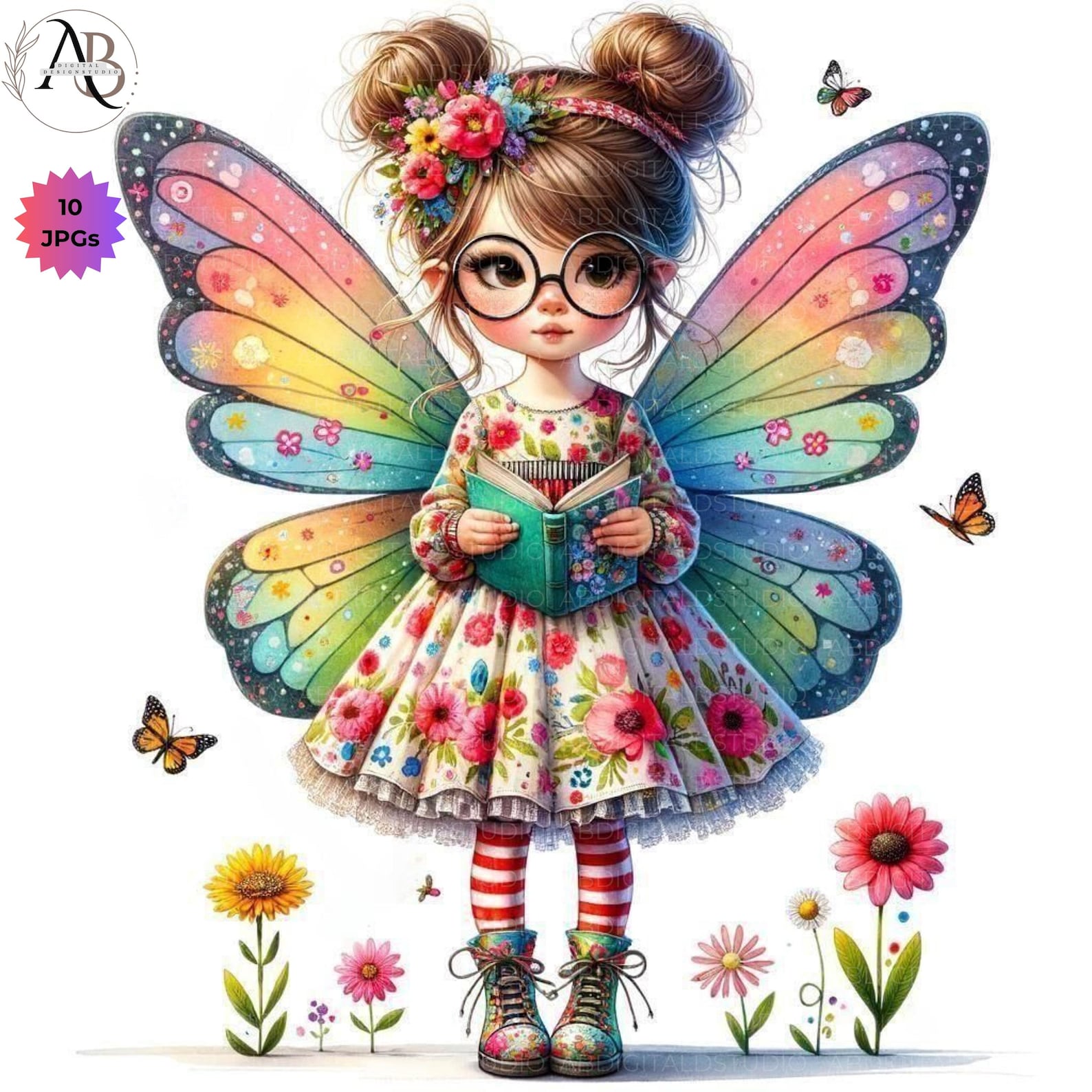 Spring Fairy Clip Art Spring Girls With Daisy Flowers 10JPG Quirky Girl ...