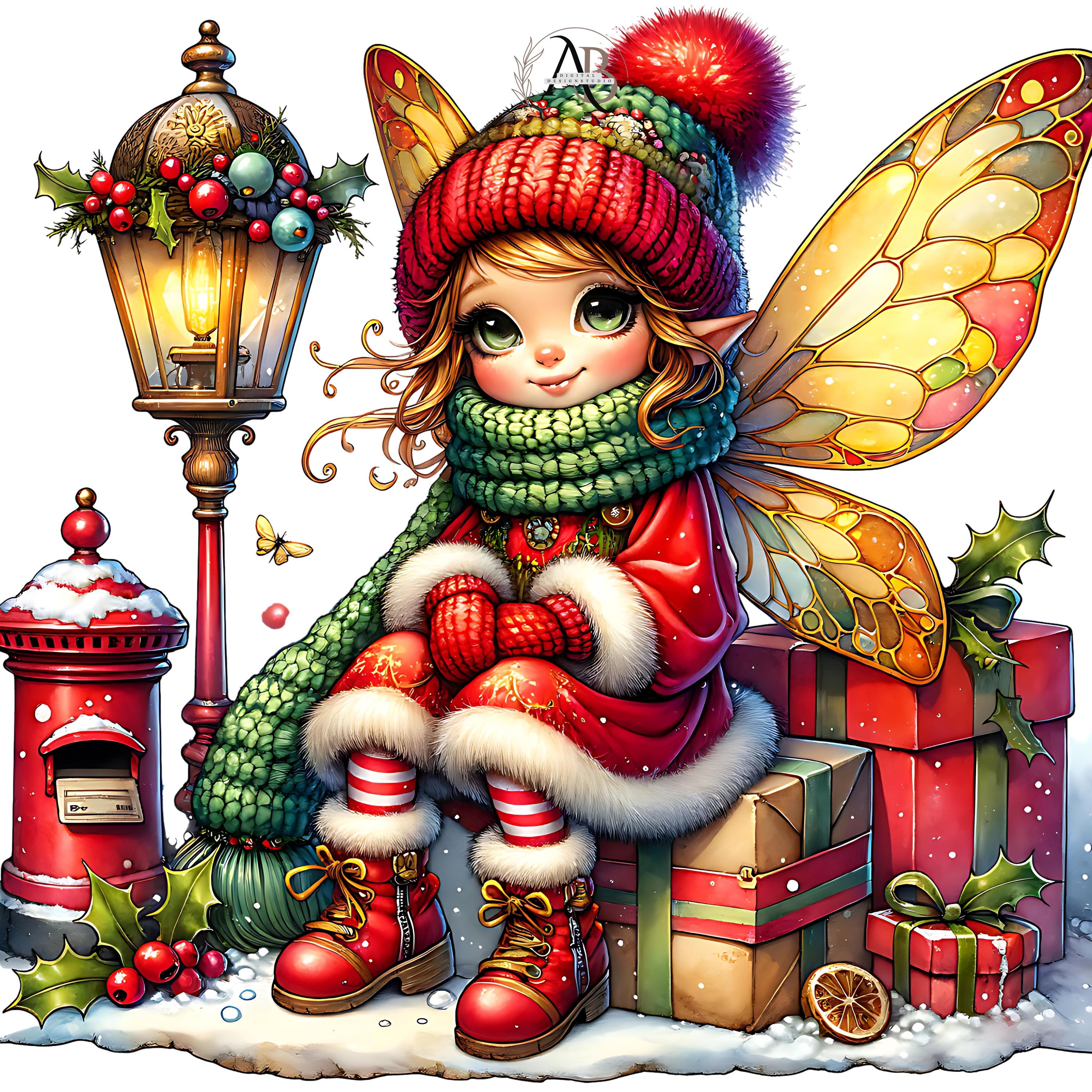 Quirky Girl Funny Whimsical Christmas Fairy Clip Art Printable Artful