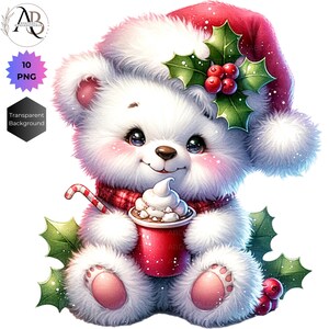 Christmas Teddy Bear Clipart: Holiday Card Scrapbooking Ephemera (10 ...