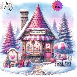 Valentines Shop Clipart Bundle, Watercolor Style (JPG Printable - 10 ...