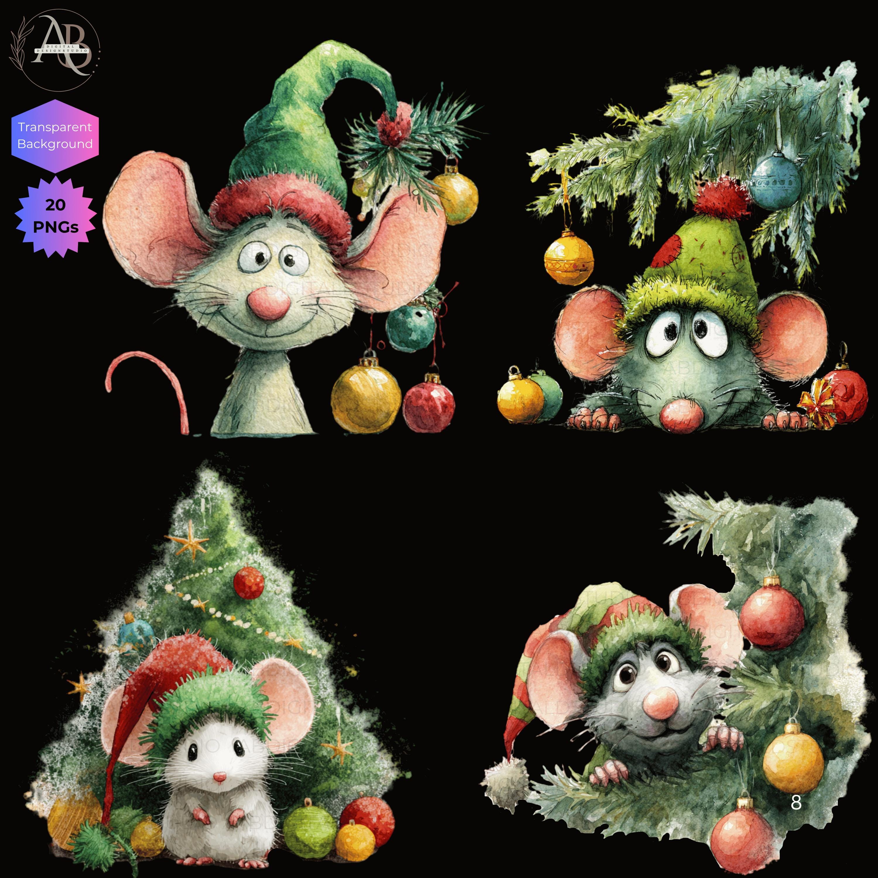 Watercolor Christmas Animal Clipart: 20 PNG Holiday Designs (digital ...
