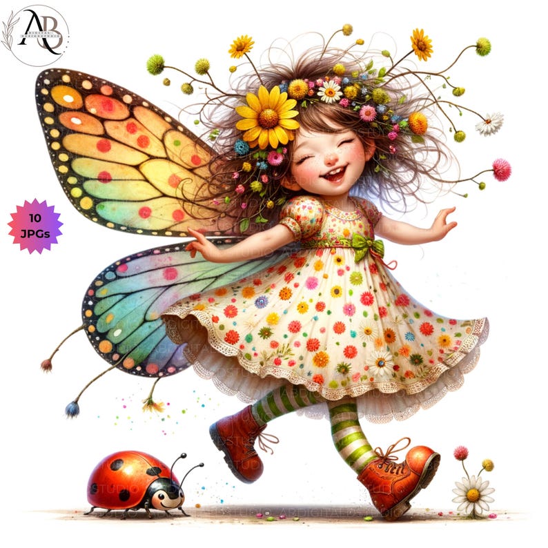 Spring Fairy Clip Art Spring Girls With Daisy Flowers 10JPG Quirky Girl ...