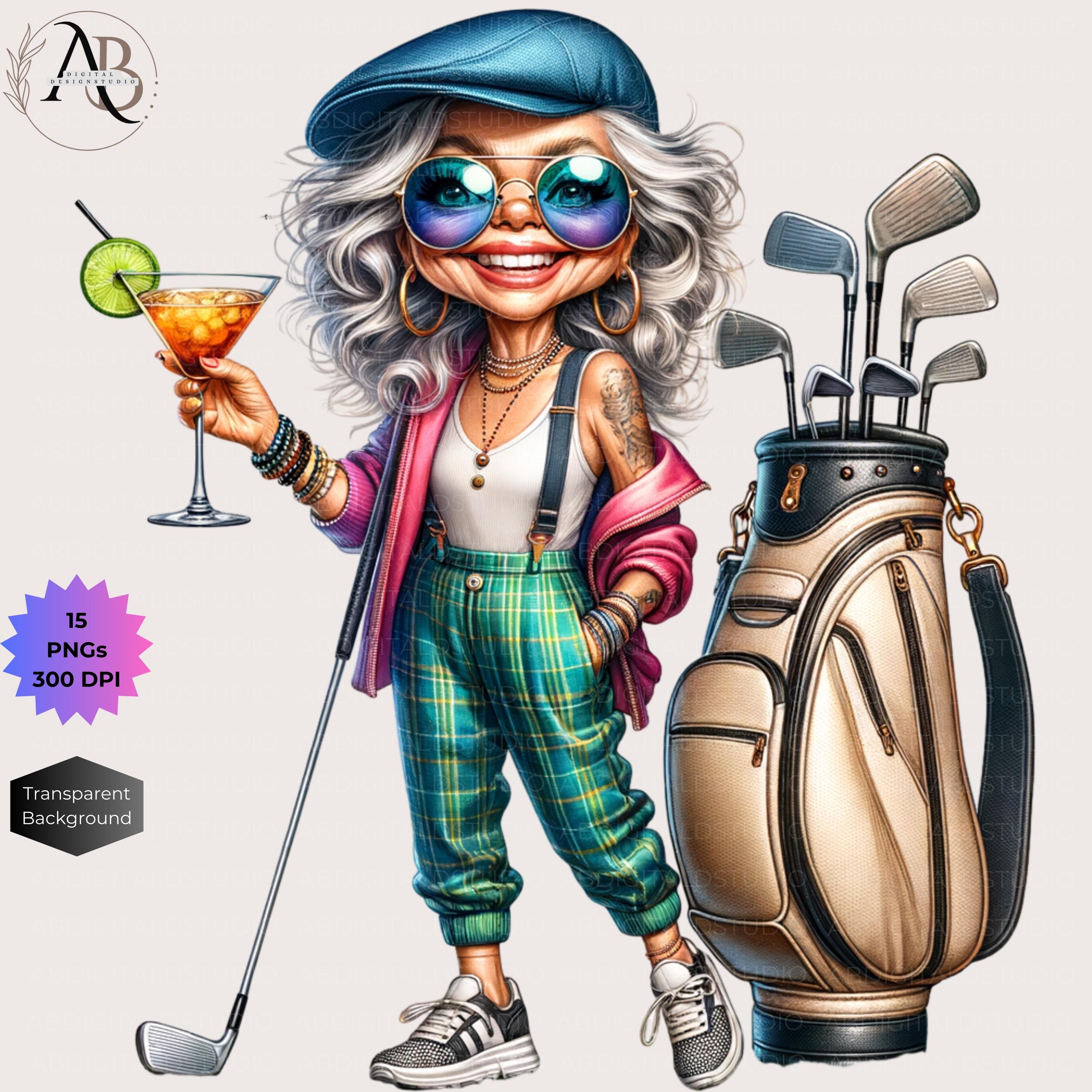 Lady Golfer PNG Clipart: Senior Grandma Golfing (digital Download -15 ...