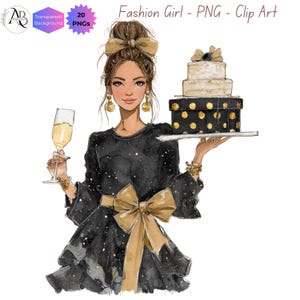 Birthday Girl Clipart: 20 Fashion Party Pngs for Scrapbooking (digital ...