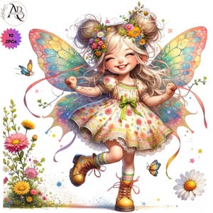 Spring Fairy Clip Art Spring Girls With Daisy Flowers 10JPG Quirky Girl ...
